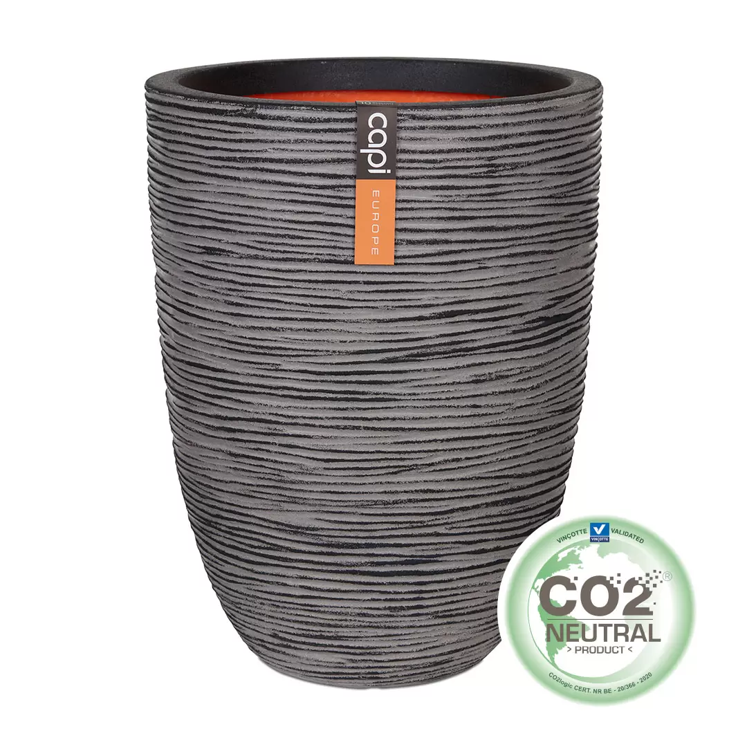 Capi Anthracite Nature Rib NL Elegant Low Vase Planter 75L - Hanleys of ...