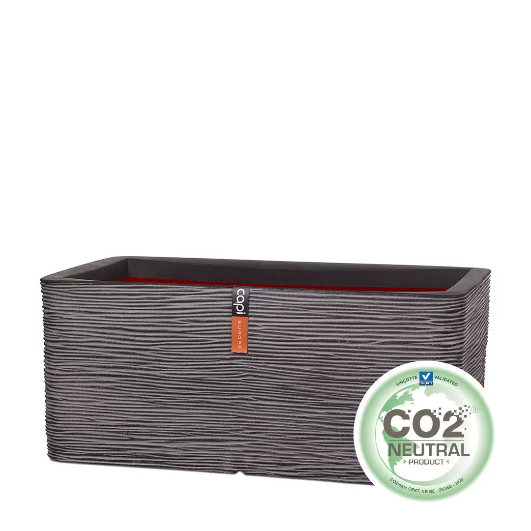 Capi Anthracite Nature Rib NL Rectangular Planter 81L - Hanleys of Cork