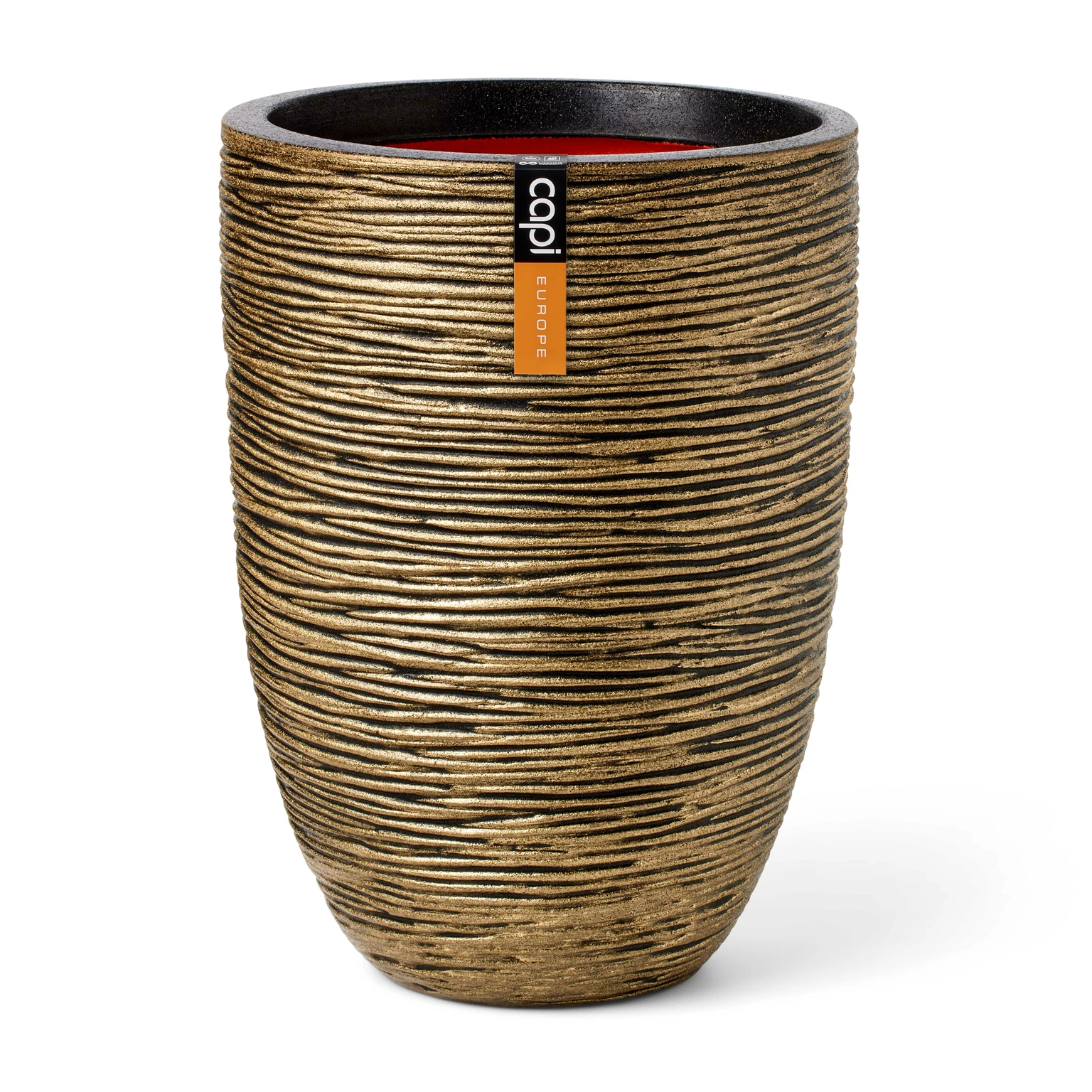 Capi Black Gold Vase Elegant Low Rib NL 34x36 cm - Hanleys of Cork