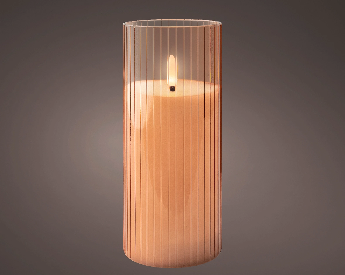 Led Wick Candle Glass Vertical Stripes Steady Bo Indoor - Hanleys of Cork